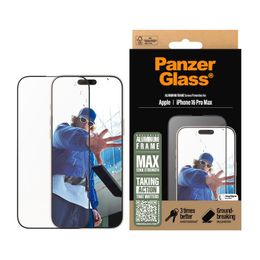 PanzerGlass Displayschutzglas &raquo;Aluminum Frame Screen Protection&laquo; f&uuml;r Apple iPhone 16 Pro Max Displayschutzfolie, Schutzfolie, Bildschirmschutz, kratz-