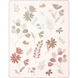 Biederlack Babydecke &raquo;Babydecke Wild Flowers&laquo; 75 x 100, mit Zierstich beige Baumwolle, Polyacryl, Polyester