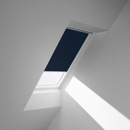 Velux Verdunklungsrollo &raquo;DKL C02 1100SWL&laquo; verdunkelnd Verdunkelung ohne Bohren in F&uuml;hrungsschienen wei&szlig;e F&uuml;hrungsschienen & Griffleiste blau Aluminium