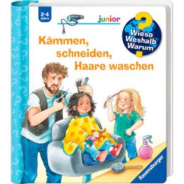 Ravensburger Kinderbuch &raquo;Wieso?Weshalb?Warum? junior, Band 79 K&auml;mmen, schneiden, Haare waschen&laquo; Made in Europe bunt Frisur-Buch ab 2 Jahre mit vielen Klappen zum 