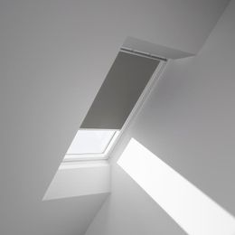 Velux Verdunklungsrollo &raquo;DKL C02 0705SWL&laquo; verdunkelnd Verdunkelung ohne Bohren in F&uuml;hrungsschienen wei&szlig;e F&uuml;hrungsschienen & Griffleiste grau Aluminium