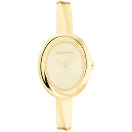 Calvin Klein Damen Quarzuhr &raquo;TWISTED BEZEL&laquo; Armbanduhr, Damenuhr, Edelstahlarmband, analog gold