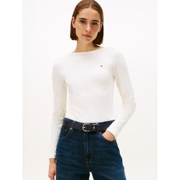 Tommy Hilfiger Damen Langarmshirt &raquo;SLIM 5X2 RIB BOAT-NK LS mit U-Boot Ausschnitt und Rippstruktur&laquo; unifarben, casual, slim fit, Viskosemix, U-Boot-