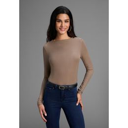 Bruno Banani Damen Longsleeve mit Druckknopf-Detail auf der Schulter 40/42