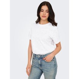 Only Damen Only Kurzarmshirt &raquo;ONLMONJA S/S STUDS TEE JRS&laquo; mit Glitzer-Effekt wei&szlig; XS