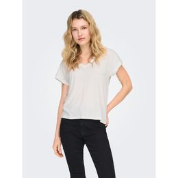 Only Damen Only V-Shirt &raquo;ONLFREE LIFE S/S V-NECK LACE TOP JRS&laquo; Materialmix, loose fit, V-Ausschnitt XS