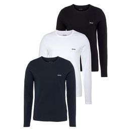 BOSS Herren BOSS &raquo;longsleeve-Shirt R-Neck Classic COTTON 3pcs/pack&laquo; 3 Stk. mit BOSS Logo-Schriftzug schwarz-wei&szlig; XS (46)