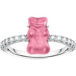 Thomas Sabo Damen Thomas Sabo Fingerring &raquo;Thomas Sabo x HARIBO Schmuck: Ring mit Goldb&auml;r&laquo; mit Kristallglas, Zirkonia (synth.) pink