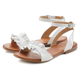 Lascana Damen Lascana Sandale &raquo;Sommerschuh&laquo; Sandalette, Sommerschuh, offener Schuh aus Leder wei&szlig; 37