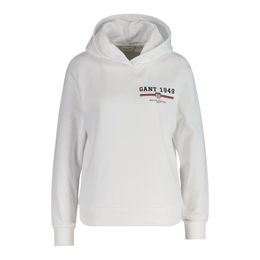 Gant Damen Hoodie &raquo;REG GRAPHIC HOODIE&laquo;, gerippte Abschl&uuml;sse, Kapuze ohne Kordel wei&szlig; XXL