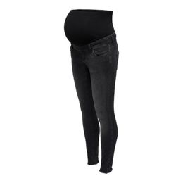 Only Maternity Damen Only Maternity Umstandsjeans &raquo;OLMBLUSH MID SK ANK RW DNM REABOX NOOS&laquo; mit Destroyed Effekt schwarz XS (34), L&auml;nge 32