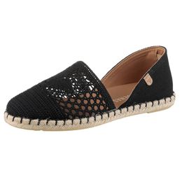 VERBENAS Damen VERBENAS Espadrille &raquo;Carmen Crochet-Lino Paris&laquo; , Slipper, Sommerschuh, Strandschuh im H&auml;kel-Look schwarz 39