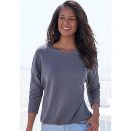 Vivance Damen Langarmshirt &raquo;aus b&uuml;gelfreier Strukturqualit&auml;t&laquo; mit Viskose blau 36/38