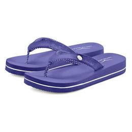 Venice Beach Damen &raquo;Sandale, Badeschuh, Pantolette, Badelatsche, Flip Flop&laquo; mit Glitzerdetails, ohne Verschluss blau 40