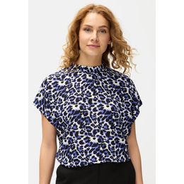 Lascana Damen Lascana Kurzarmbluse mit Alloverdruck, Damenbluse, sportlich elegant blau 36
