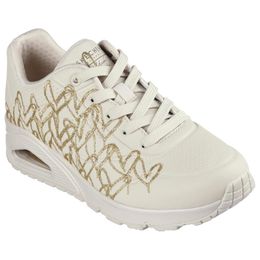 Skechers Damen Sneaker &raquo;UNO-GOLDEN HEART&laquo; Freizeitschuh, Schn&uuml;rschuh mit goldfarbenen Mylar-Stickereien beige 37