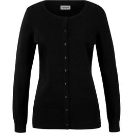 bonprix Damen bonprix Strickjacke gerade Passform, unifarben, aus Baumwollmischung, mit Knopfleiste schwarz 36/38 (S)