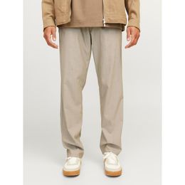 Jack & Jones Jack & Jones Herren Stoffhose &raquo;JPSTKANE &ndash; L&auml;ssige Hose mit B&uuml;ndchen, pflegeleicht und relaxed&laquo; meliert, modisch, relaxed fit, Web beige L, N-Gr