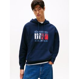 Tommy Jeans Herren Hoodie &raquo;TJM RWB FLAG&laquo;, Regular Fit, Sweatshirt, mehrfarbiger Print blau XXL