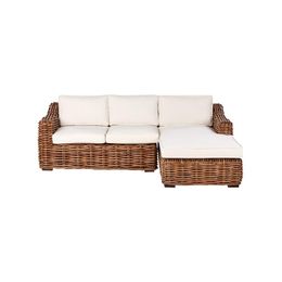 Beliani Gartensofa BRIATICO in Beige/Wei&szlig; - (W) 230 x (H) 85 x (L) 150 cm | Gr.: onesize