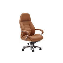 FineBuy B&uuml;rostuhl in Braun / Leder / 67x67x137 | Gr.: onesize
