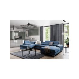MF Design Lazy Recamiere Links in Blau - (L) 202 x (B) 354 x (H) 92 cm | Gr.: onesize