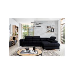 MF Design Eduardo Recamiere Rechts in Schwarz - (L) 202 x (B) 275 x (H) 88 cm | Gr.: onesize