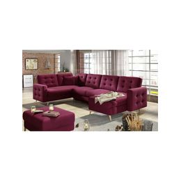 MF Design Ecksofa Thor in Velours Weinrot in Weinrot - (L) 320 x (B) 320 x (H) 90 cm | Gr.: onesize