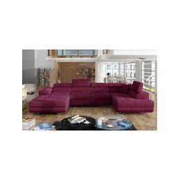 MF Design Rodri Recamiere Rechts in Weinrot - (L) 202 x (B) 345 x (H) 90 cm | Gr.: onesize