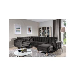MF Design Ecksofa Thor in Velours Asphalt in Asphalt - (L) 320 x (B) 320 x (H) 90 cm | Gr.: onesize