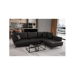 MF Design Lardo Recamiere Rechts in Schwarz - (L) 191 x (B) 276 x (H) 90 cm | Gr.: onesize