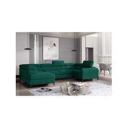 MF Design Esco Recamiere Links in Flaschengr&uuml;n - (L) 200 x (B) 336 x (H) 92 cm | Gr.: onesize