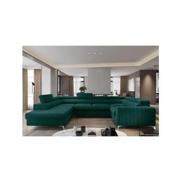 MF Design Luisa Recamiere Links in Flaschengr&uuml;n - (L) 202 x (B) 347 x (H) 92 cm | Gr.: onesize