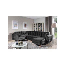 MF Design Ecksofa Thor in Velours Anthrazit in Anthrazit - (L) 320 x (B) 320 x (H) 90 cm | Gr.: onesize