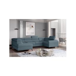 MF Design Esco Recamiere Links in Blau - (L) 200 x (B) 336 x (H) 92 cm | Gr.: onesize