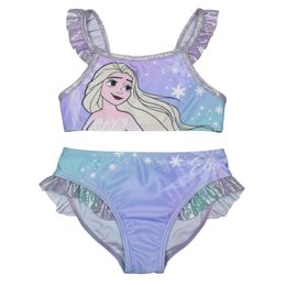 Disney Frozen Disney Die Eisk&ouml;nigin Bikini mit R&uuml;schen Elsa Frozen Zweiteiler in lila | Gr.: 134/140