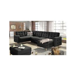 MF Design Ecksofa Thor in Webstoff Schwarz in Schwarz - (L) 320 x (B) 320 x (H) 90 cm | Gr.: onesize