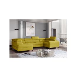 MF Design Esco Recamiere Links in Senfgelb - (L) 200 x (B) 336 x (H) 92 cm | Gr.: onesize