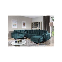 MF Design Ecksofa Thor in Velours Petrol in Petrol - (L) 320 x (B) 320 x (H) 90 cm | Gr.: onesize