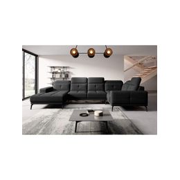 MF Design Nevido Recamiere Rechts in Schwarz - (L) 201 x (B) 350 x (H) 77 cm | Gr.: onesize