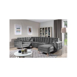 MF Design Ecksofa Thor in Velours Grau in Grau - (L) 320 x (B) 320 x (H) 90 cm | Gr.: onesize