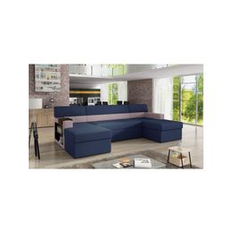 MF Design Narkos Recamiere Links in Marineblau - (L) 159 x (B) 310 x (H) 90 cm | Gr.: onesize
