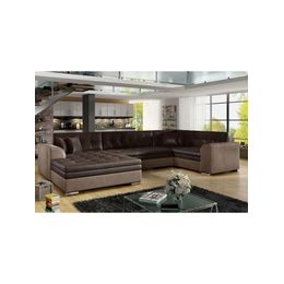 MF Design Wohnlandschaft Dario in Velours Braun in Braun - (L) 340 x (B) 340 x (H) 78 cm | Gr.: onesize