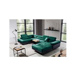 MF Design Rodri Recamiere Links in Flaschengr&uuml;n - (L) 202 x (B) 345 x (H) 90 cm | Gr.: onesize