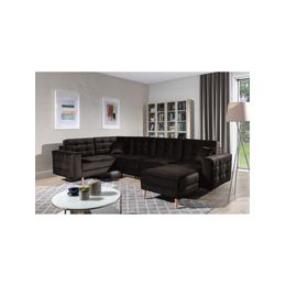 MF Design Ecksofa Thor in Velours Hellbraun in Hellbraun - (L) 320 x (B) 320 x (H) 90 cm | Gr.: onesize