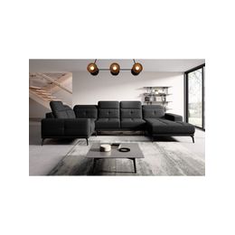 MF Design Nevido Recamiere Links in Schwarz - (L) 201 x (B) 350 x (H) 77 cm | Gr.: onesize