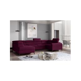 MF Design Esco Recamiere Links in Weinrot - (L) 200 x (B) 336 x (H) 92 cm | Gr.: onesize