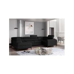 MF Design Esco Recamiere Links in Schwarz - (L) 200 x (B) 336 x (H) 92 cm | Gr.: onesize