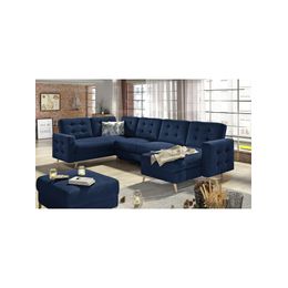 MF Design Ecksofa Thor in Velours Navyblau in Navyblau - (L) 320 x (B) 320 x (H) 90 cm | Gr.: onesize