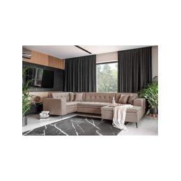 MF Design Monton Recamiere Rechts in Braunbeige - (L) 180 x (B) 340 x (H) 93 cm | Gr.: onesize